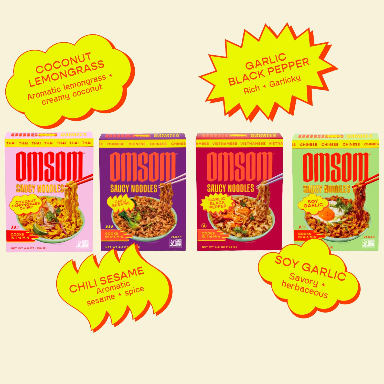 Mua Saucy Premium Noodle Variety Pack by Omsom, Noodles with Asian ...