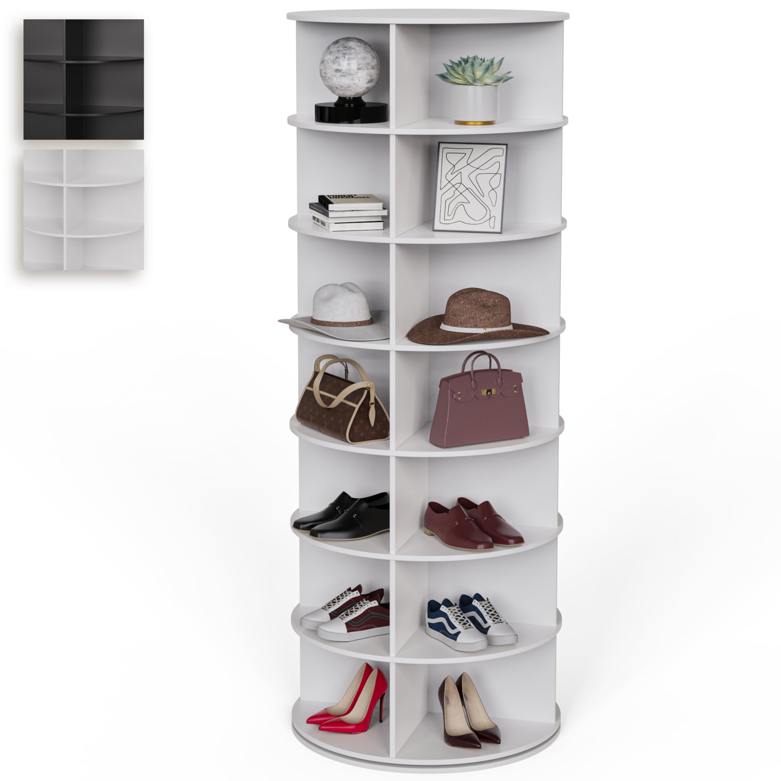 F3C Rotating Shoe Rack – White - 360° Spinning Shoe Rack - 7-Tier ...