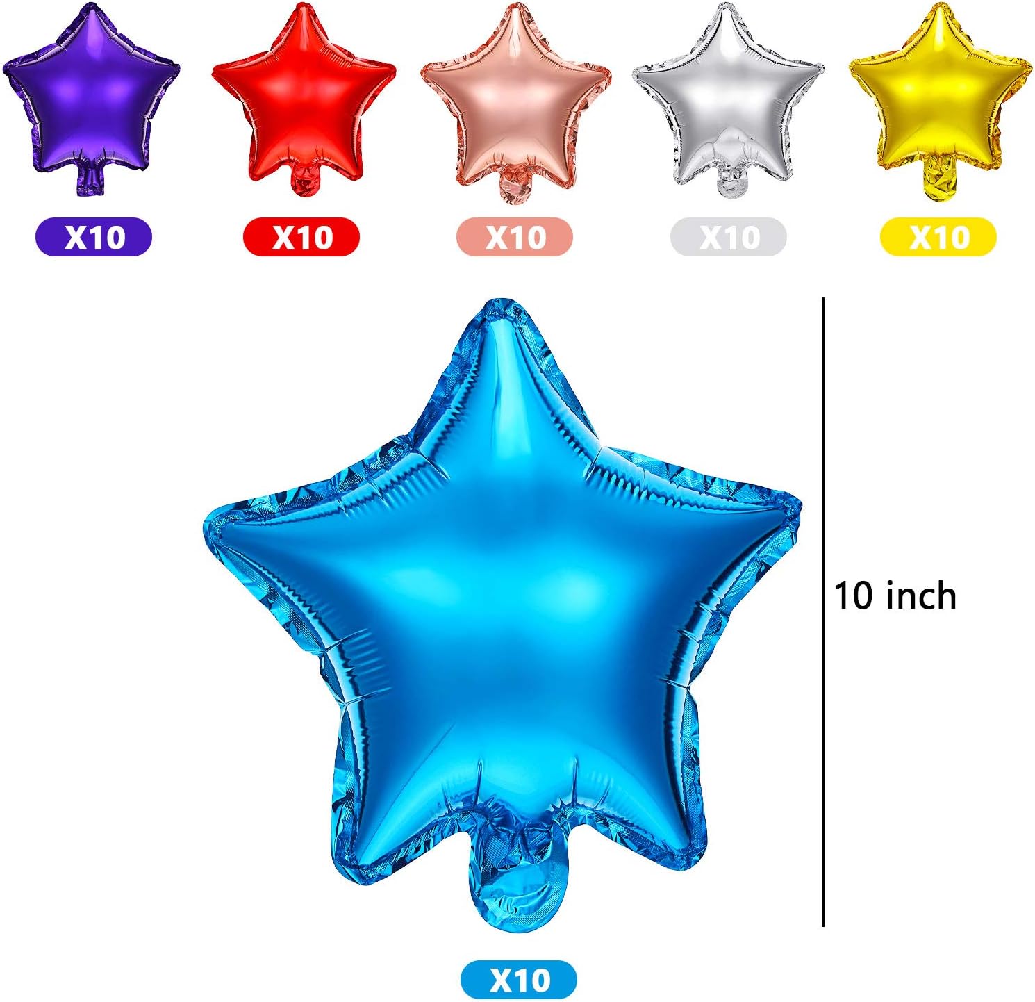 60 Pieces Star-shaped Balloons 10 Inch Colorful Star Balloons Star ...