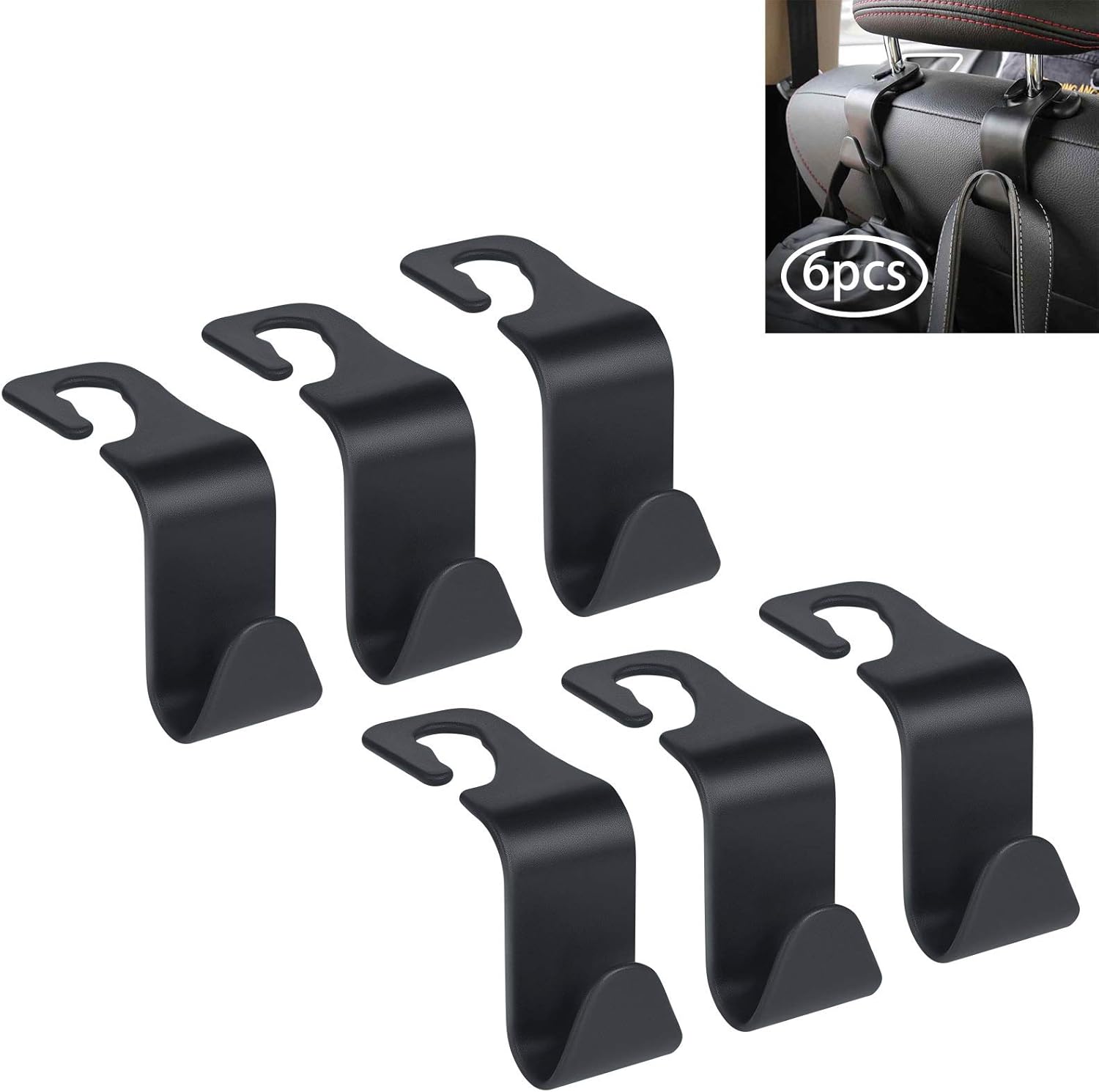 URAQT Auto Hooks, 6 Pack Car Storage Hooks Back Seat Headrest Hanger ...