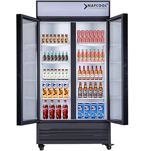 NAFCOOL Commercial Beverage Refrigerator Display Fridge, Two Glass Door ...