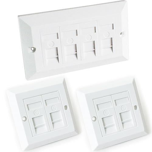 Double Port CAT6 IDC Wall Outlet Face Plate - 2 Way RJ45 Network ...