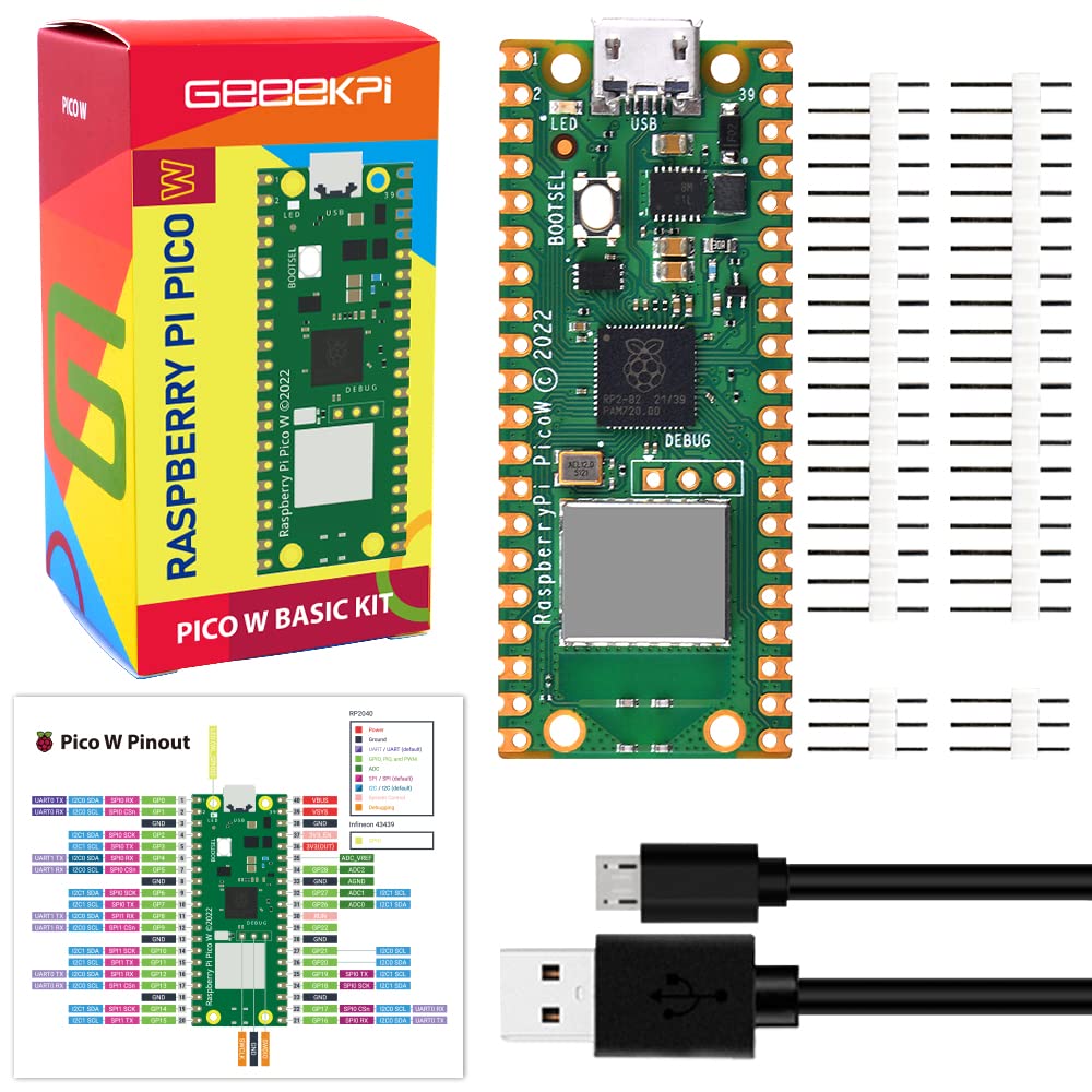 Mua GeeekPi Raspberry Pi Pico W Kit with Pin Header and USB Cable - Raspberry Pi RP2040 Chip, Wi ...