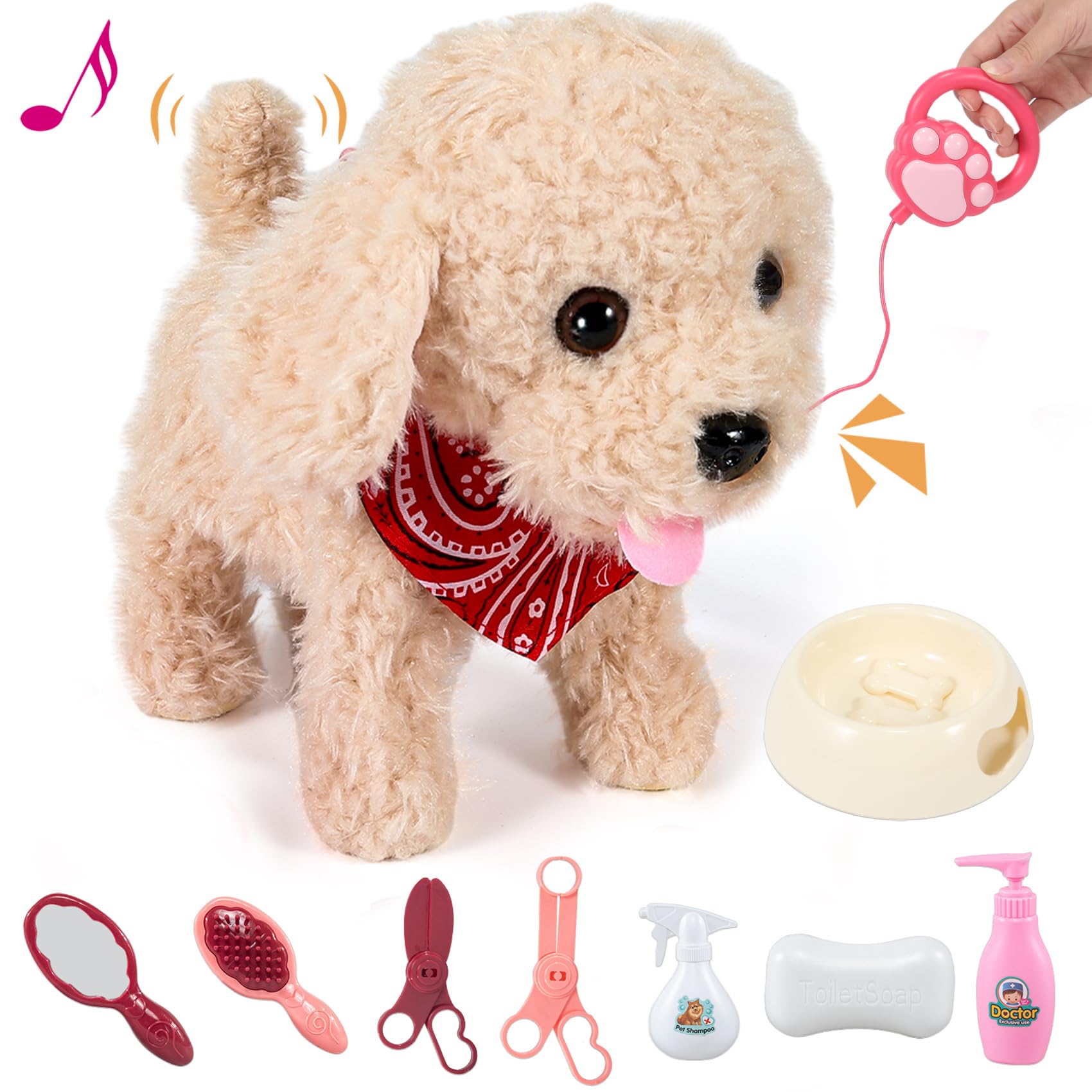 GOBRILLFUN Toy Dog That Walk and Bark, Pet Care Playset - Remote ...