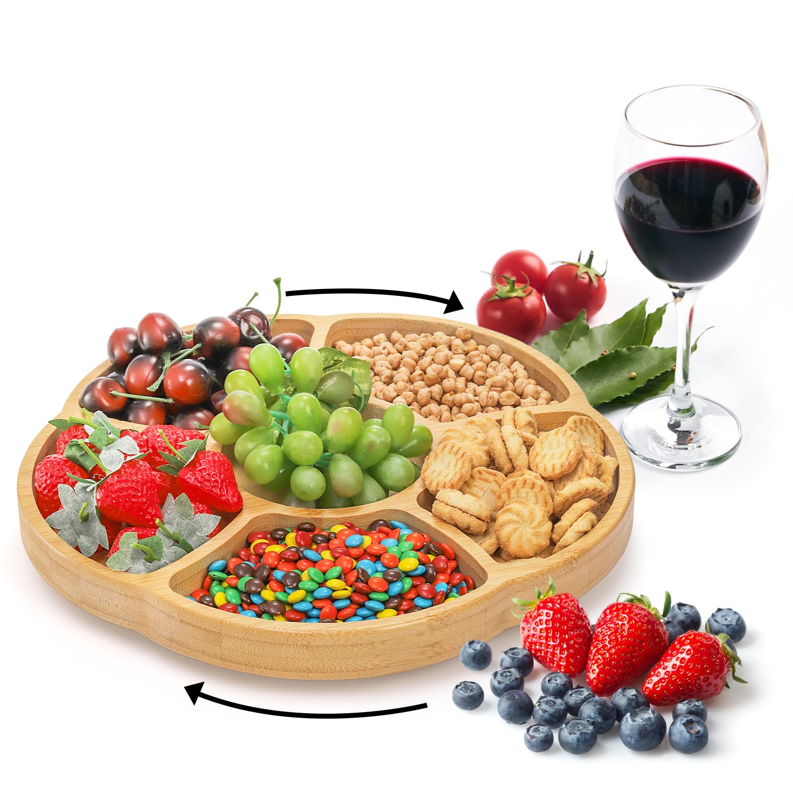 Mua Cididu 12'' Lazy Susan Serving Tray, Bamboo Food Tray, Appetizer ...