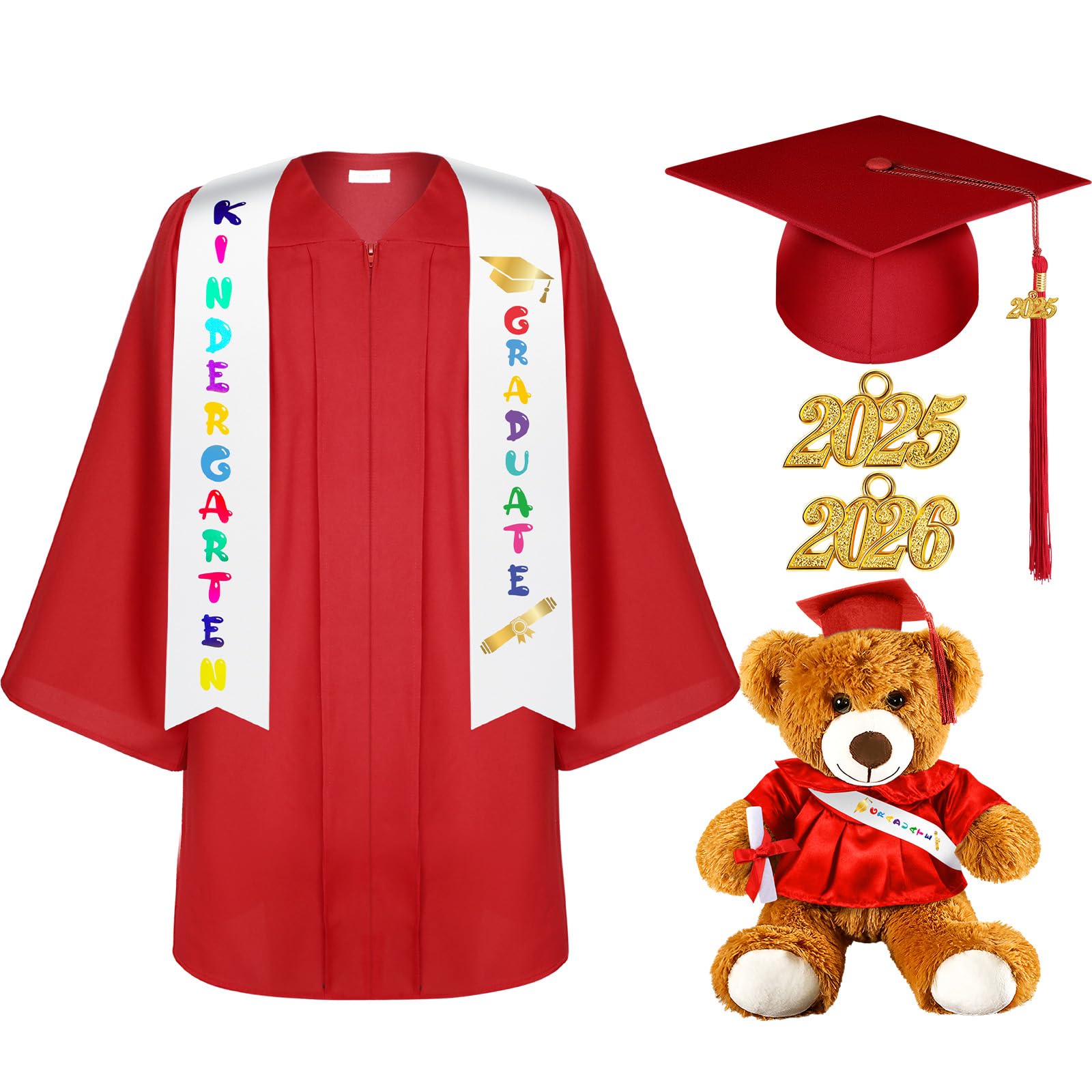 Silkfly 7 Pcs Kindergarten Graduation Gown Cap 2025 Preschool Graduate ...