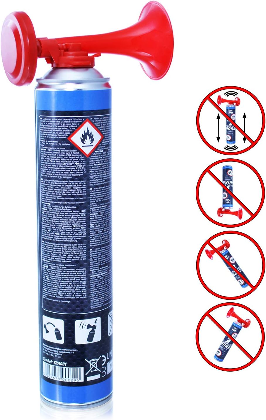 AABCOOLING Signal Gas Horn 750ml – Set of 3 – Loud Loud Hailer, Stadium ...