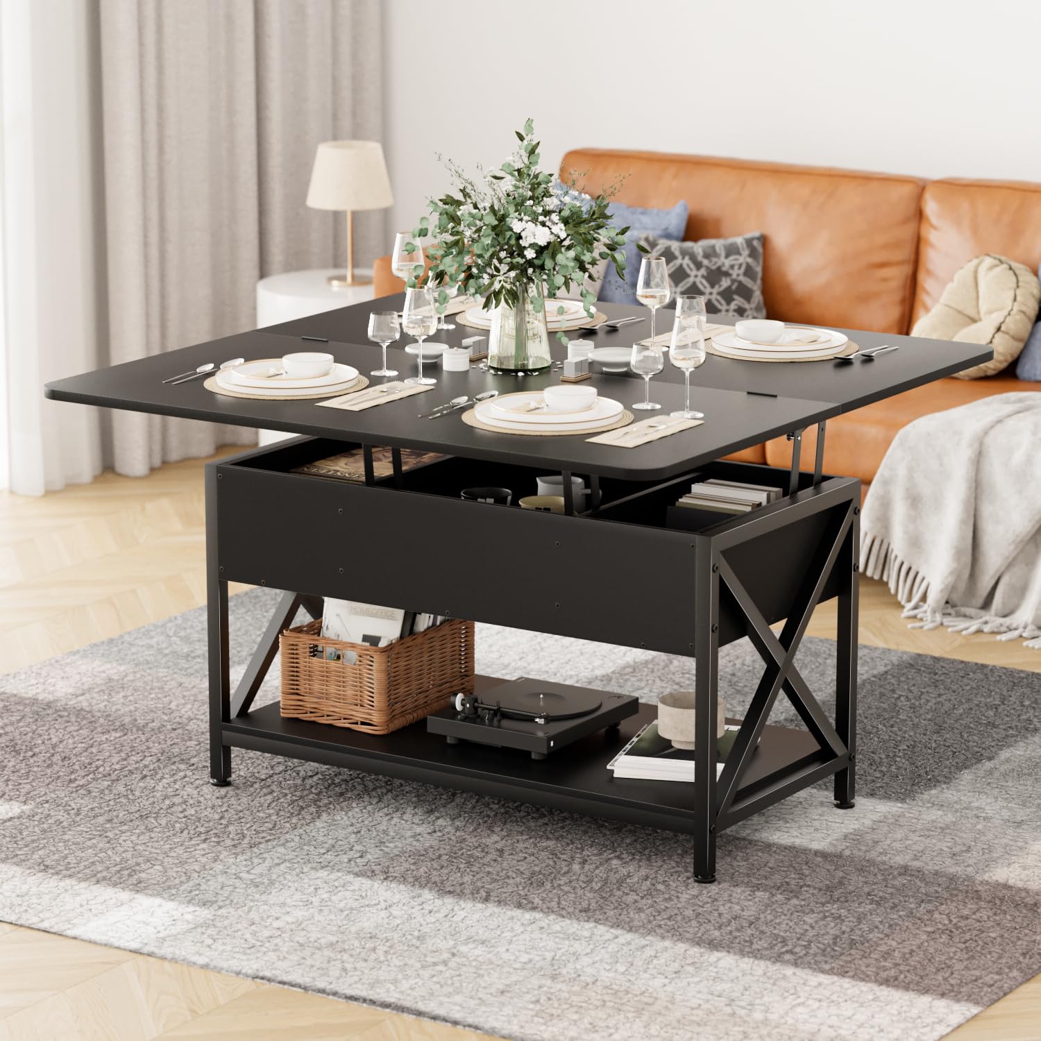 APPOLYN Lift Top Coffee Table Storage Shelf and Hidden Compartments, 4 ...