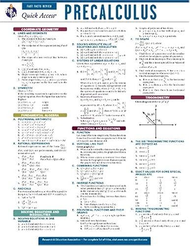 Precalculus - REA's Quick Access Reference Chart (Quick Access ...