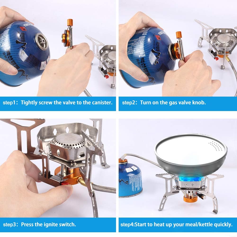 Outry 3500W Foldable Camping Gas Stove with Piezo Ignition, Outdoor ...
