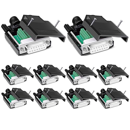 ANMBEST 10PCS DB15 Solderless Connector, RS232 D-SUB Serial to 15-pin ...