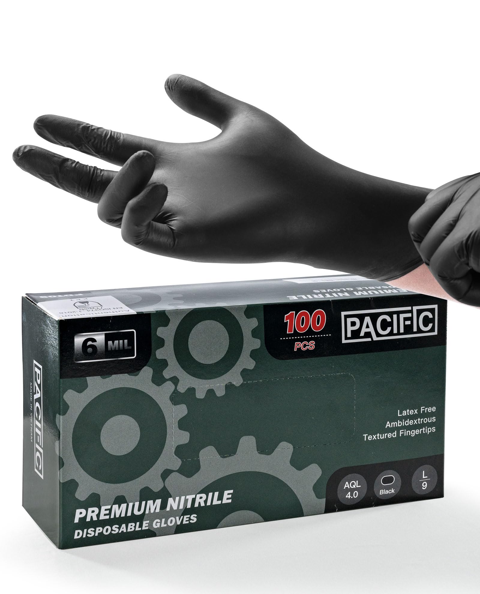 PACIFIC PPE Black Nitrile Disposable Gloves, 6 Mil, Food-Safe, Cooking ...