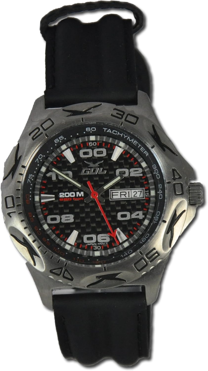 GUL Watch Carbon 40, Leather Strap, Black: Amazon.co.uk: Watches