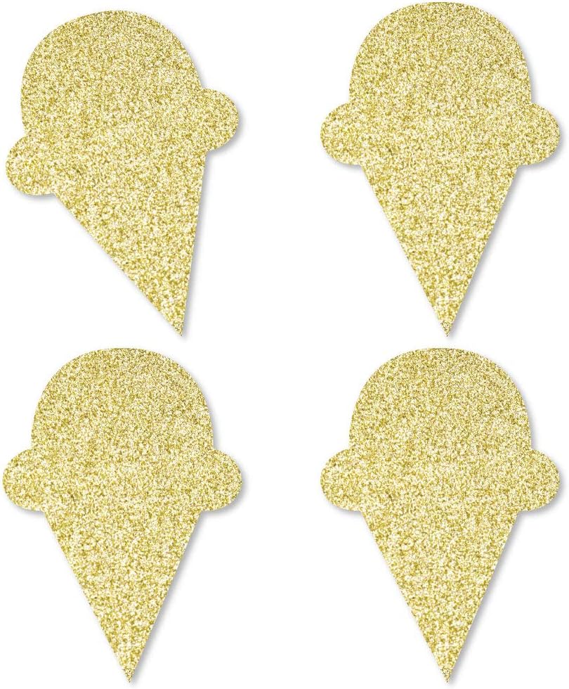 Gold Glitter Ice Cream Cone - No-Mess Real Gold Glitter Cut-Outs - Ice ...