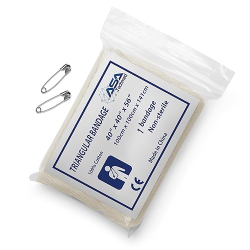 ASA Techmed 100% Cotton First Aid Triangular Bandage Set with Safety ...