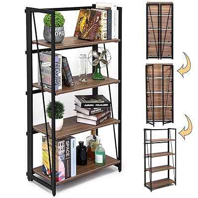HCHQHS No Assembly Folding Bookshelf 4 Tier Folding Philippines | Ubuy