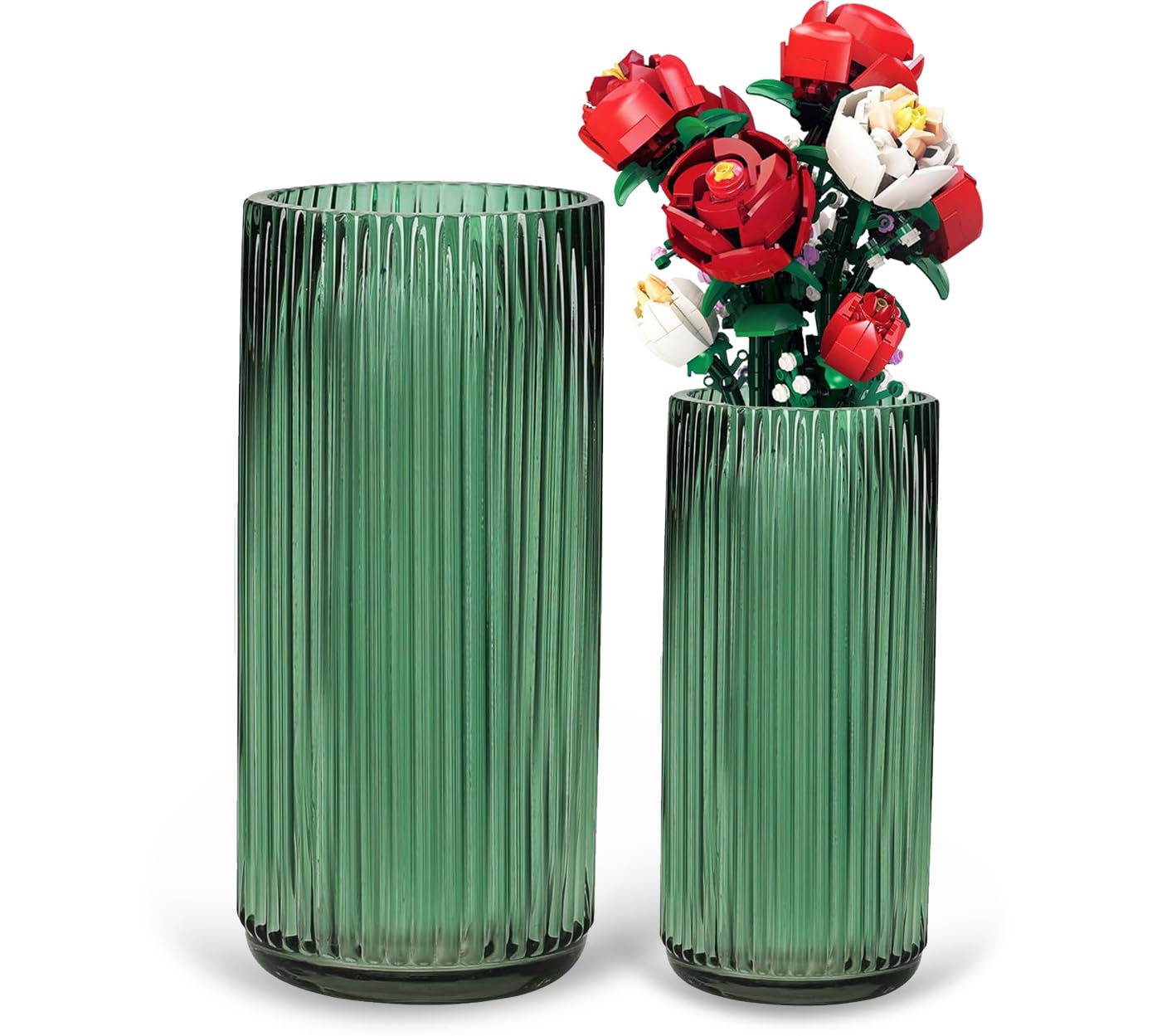 Hanaomaoyi Flower Vase Set Include 7.6 Inch and 9.8 Inch Green ...