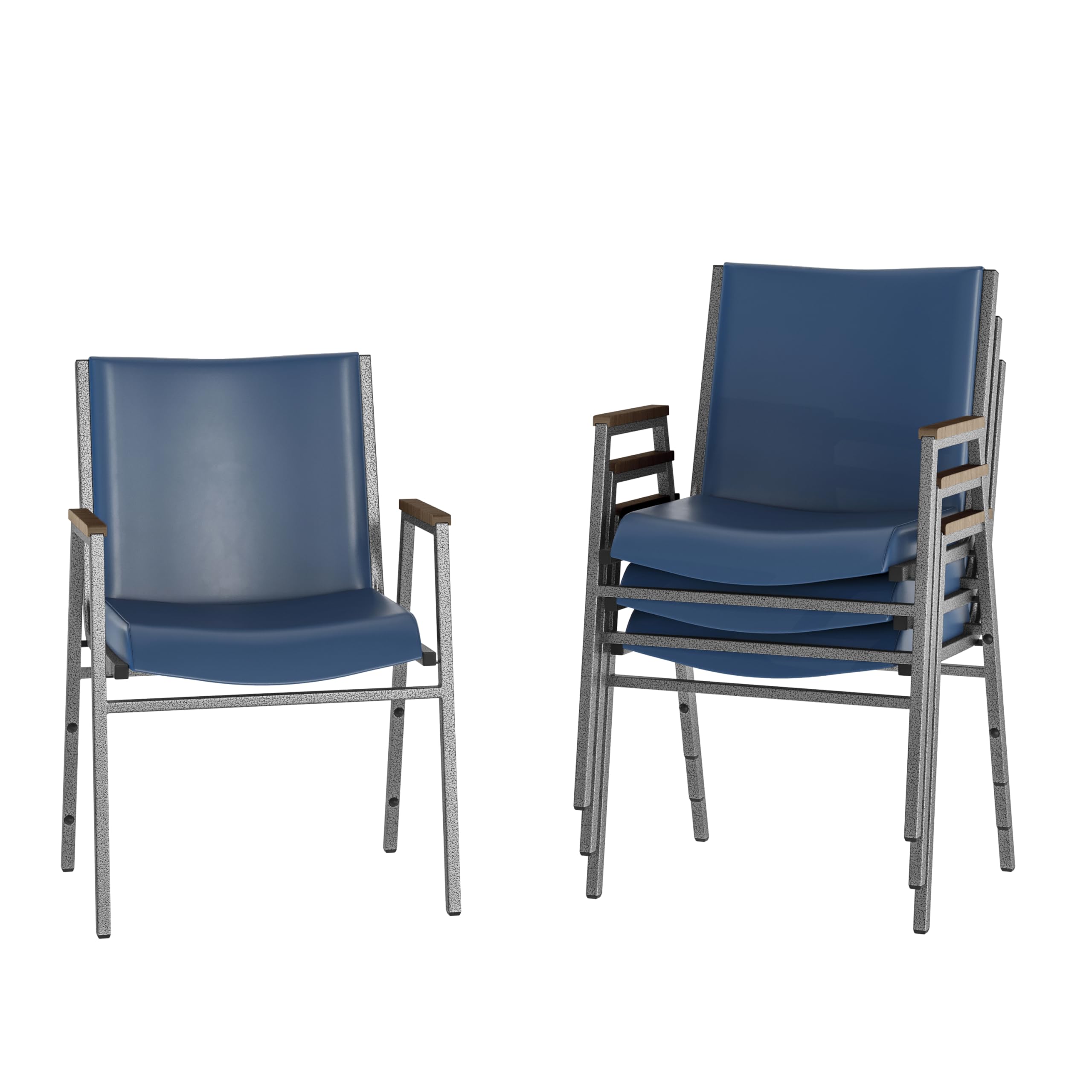 Flash Furniture Hercules Series Heavy Duty Navy Vinyl Stack Chair with ...