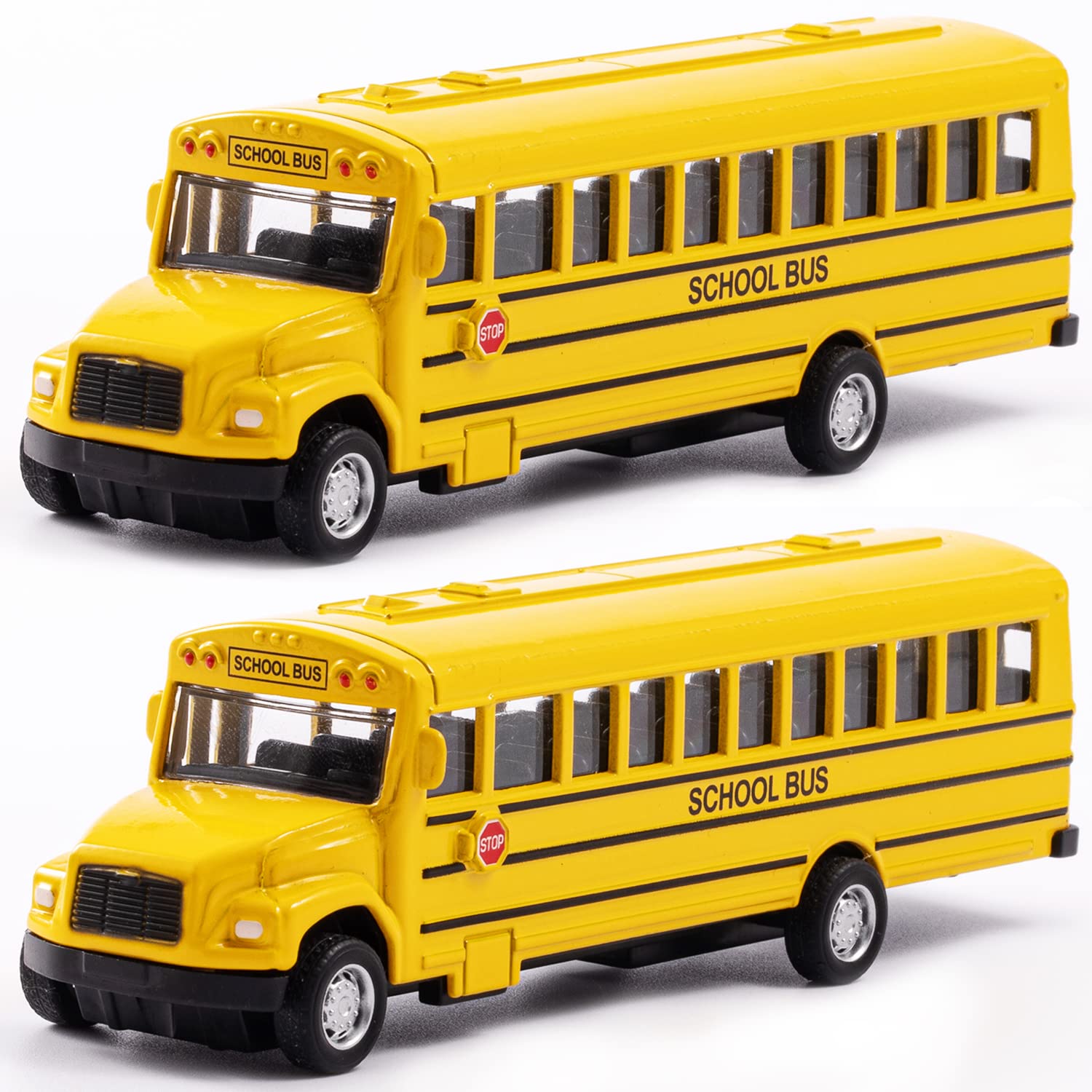 Mua 2 Pack 5.5inch Pull Back School Bus Playset, Die-cast Metal Toy Play Vehicles with Yellow ...