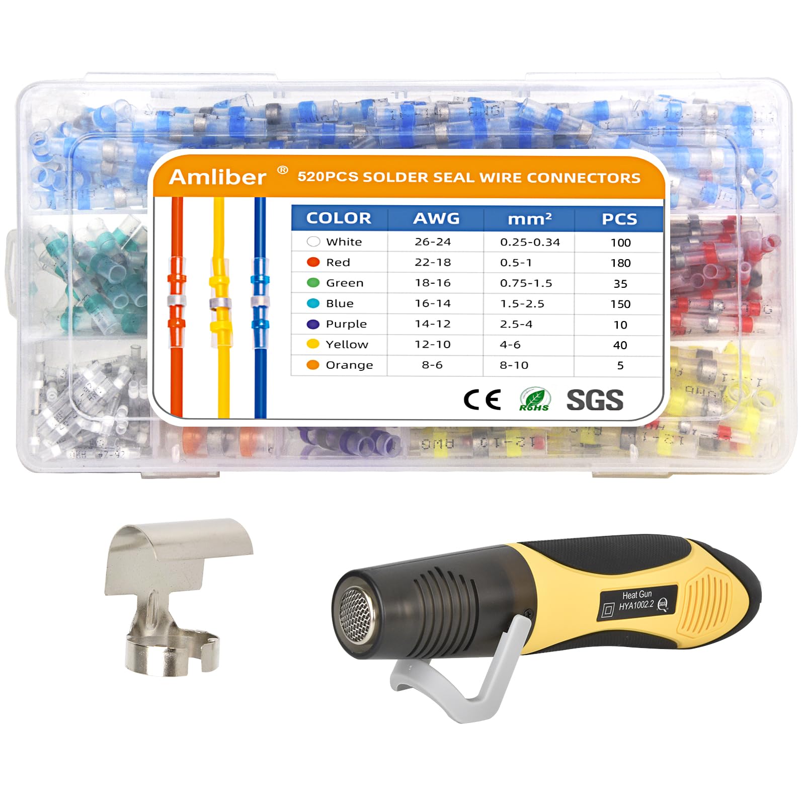 Upgraded 520PCS Solder Stick Wire Connectors with Heat Gun 450W, Solder ...