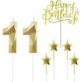 Amazon.com: Golden Number 11 Birthday Candles and Star Birthday Candles ...