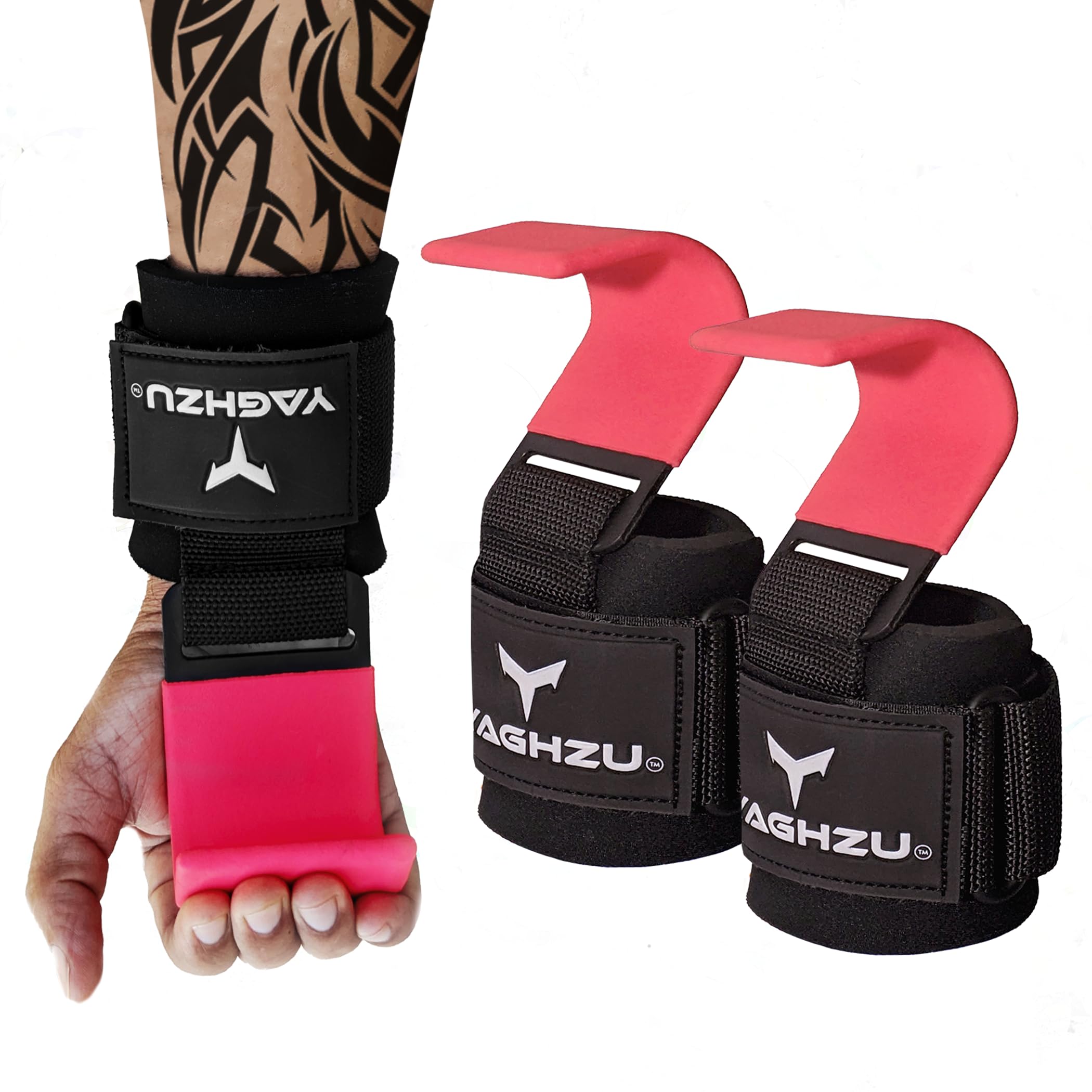 YAGHZU Weight Lifting Hooks, Padded Weight Lifting Straps Wrist Straps ...