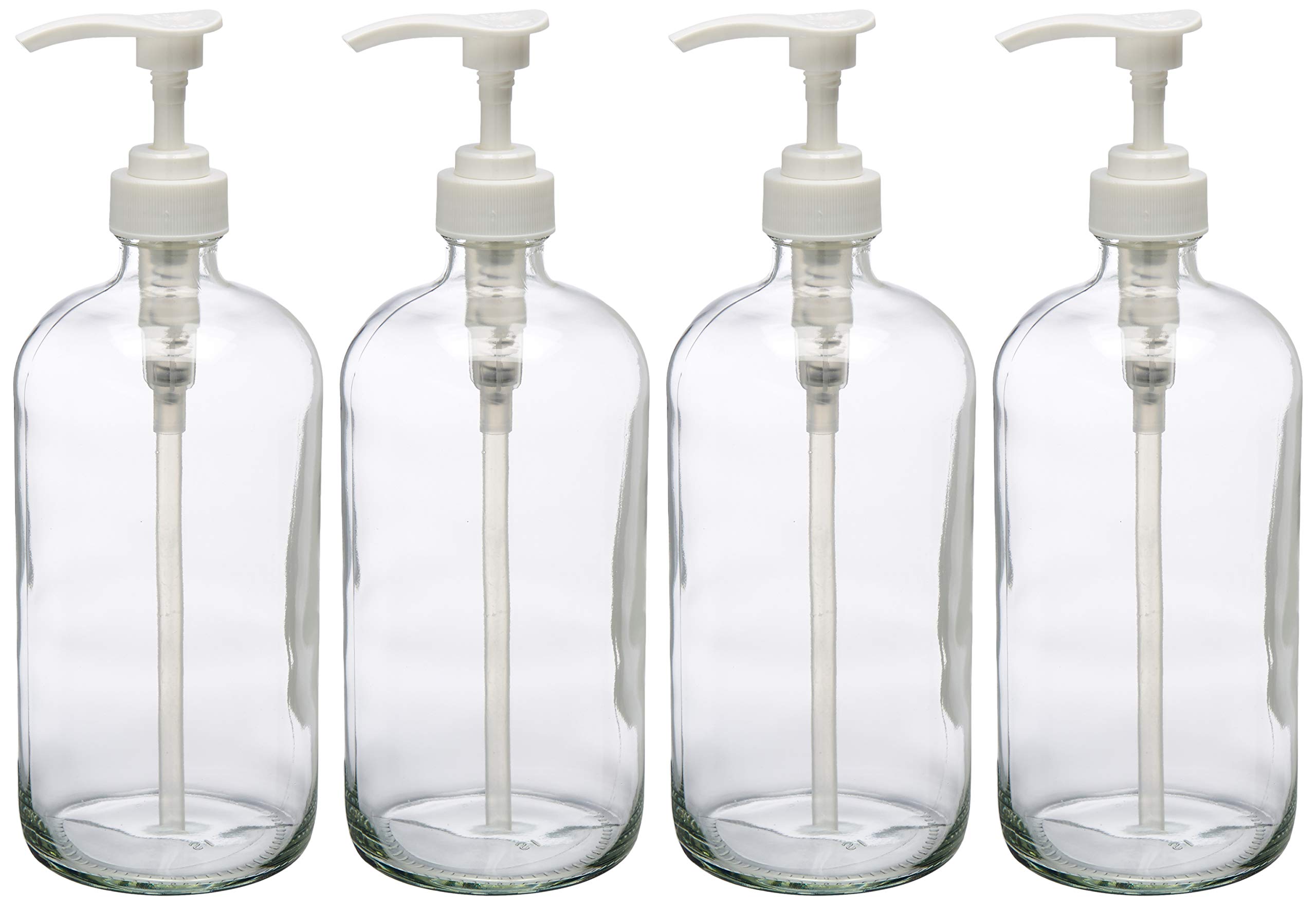 32 Ounce Large Clear Glass Boston Round Bottles With White Pumps EBay