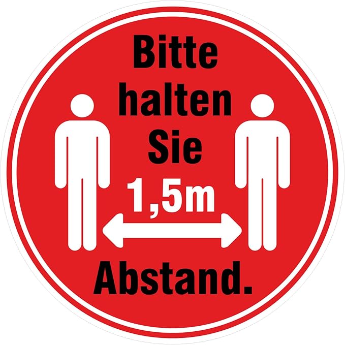 Abstand halten Aufkleber 9 cm - Bitte halten Sie 1,5m Abstand Sticker ...
