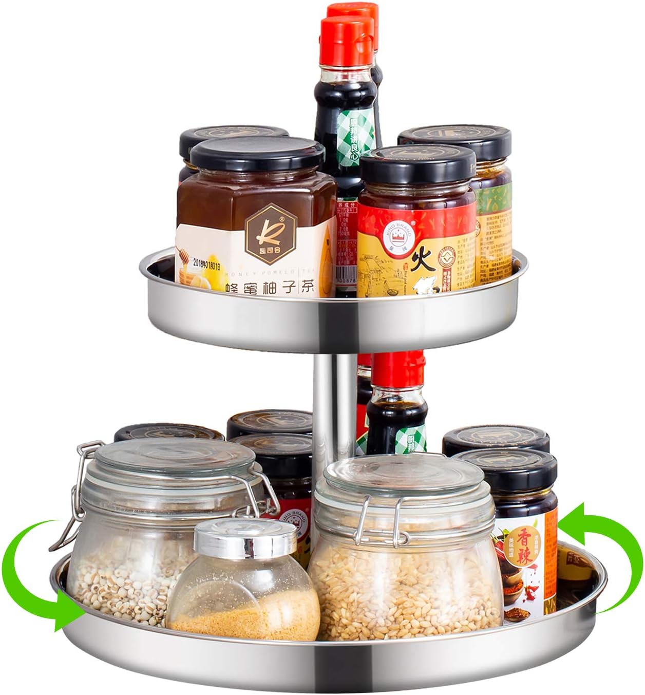 Spice Racks for Cabinets Kitchen Spices Turntable 2 Tier Cabinet ...