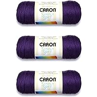 Amazon.com: Caron Simply Soft Party Purple Sparkle Yarn - 3 Pack of 85g ...