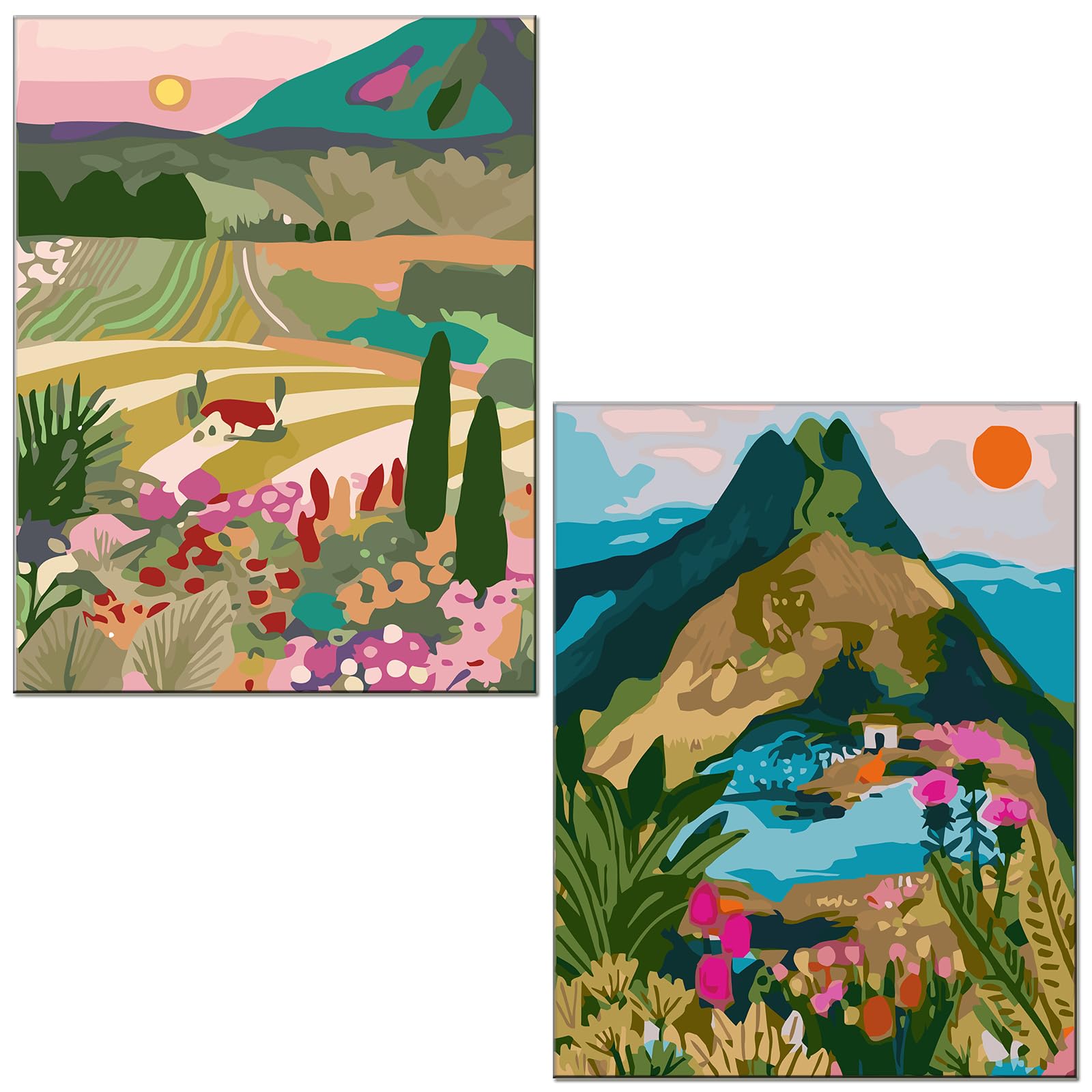 Jethami 2 Pack Paint by Number Kits for Adults Easy, DIY Oil Landscape ...