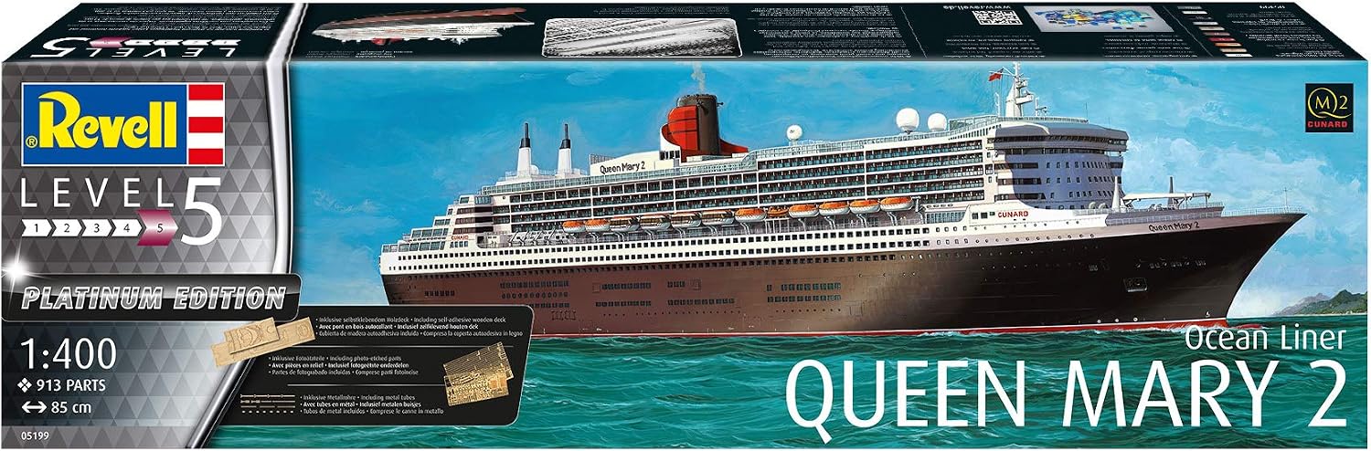 Revell RV05199 1:400-Queen Mary 2 Platinum Edition Plastic Model kit ...