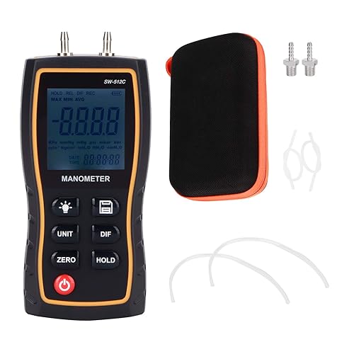 Digital Differential Manometer Handheld Air Gas Pressure Gauge Meter ...