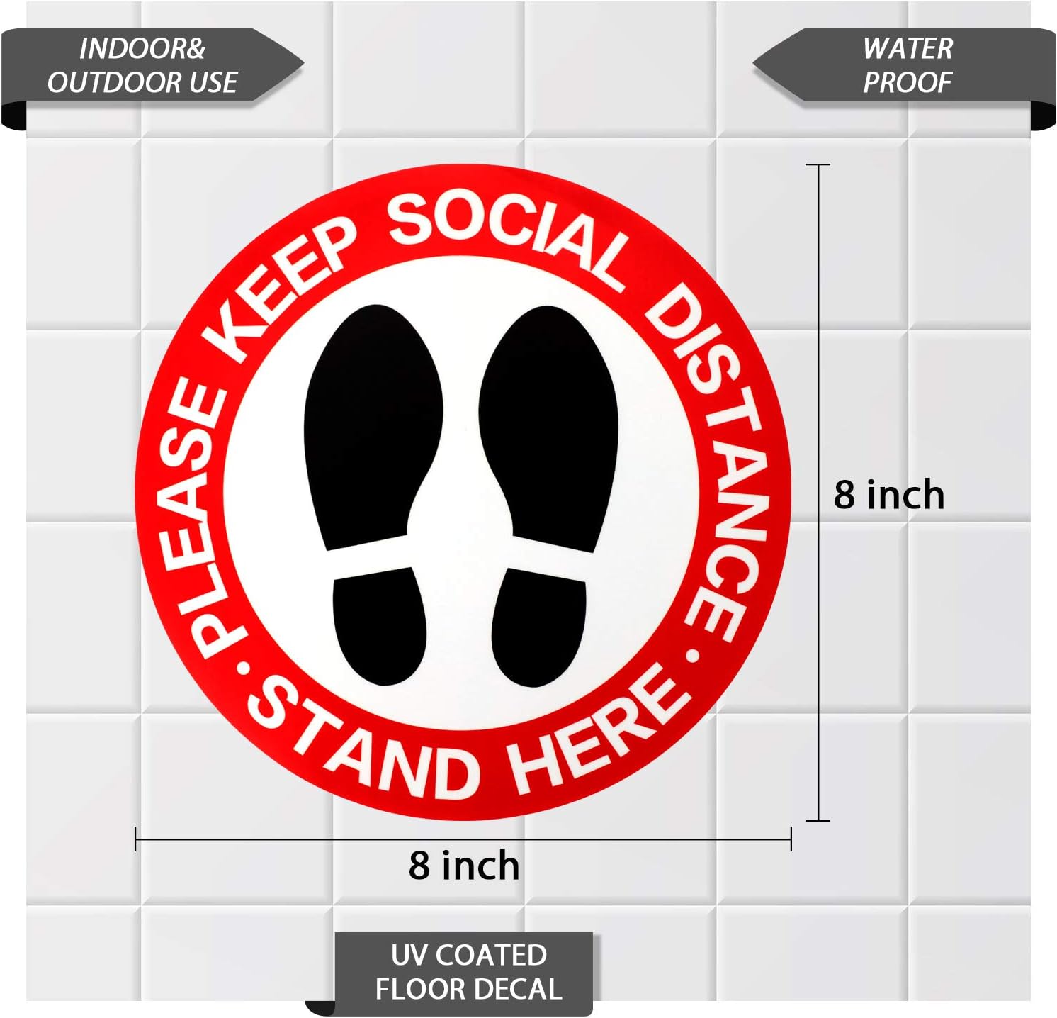 30 Pieces 8 Inch Social Distance Floor Decals 6 Feet Apart Sticker ...