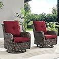 Amazon.com: HUMMUH Outdoor Swivel Rocker PE Wicker Patio Chairs Set of ...
