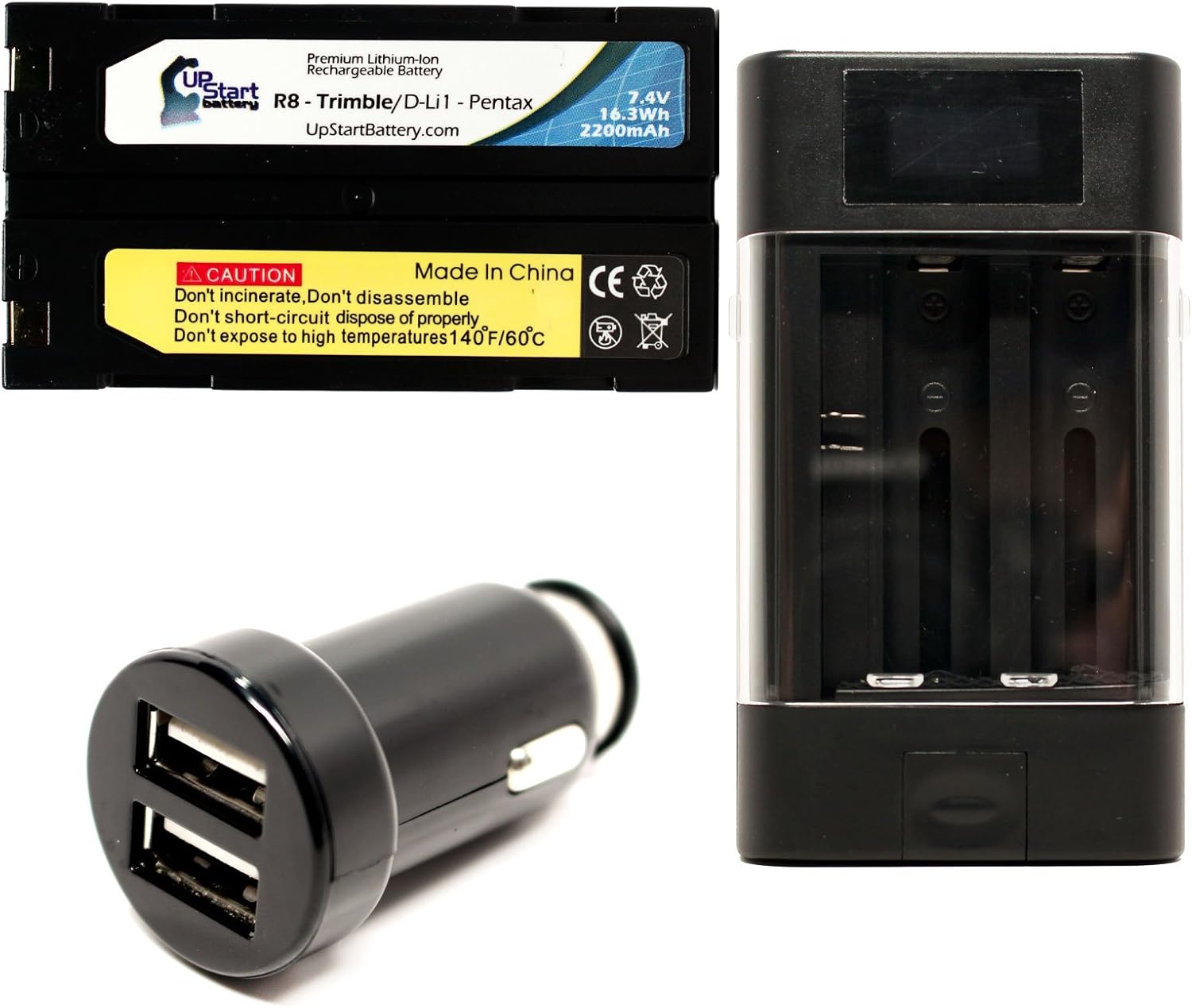 Trimble 52030 Battery with Universal Charger and Dual USB Car Charger ...