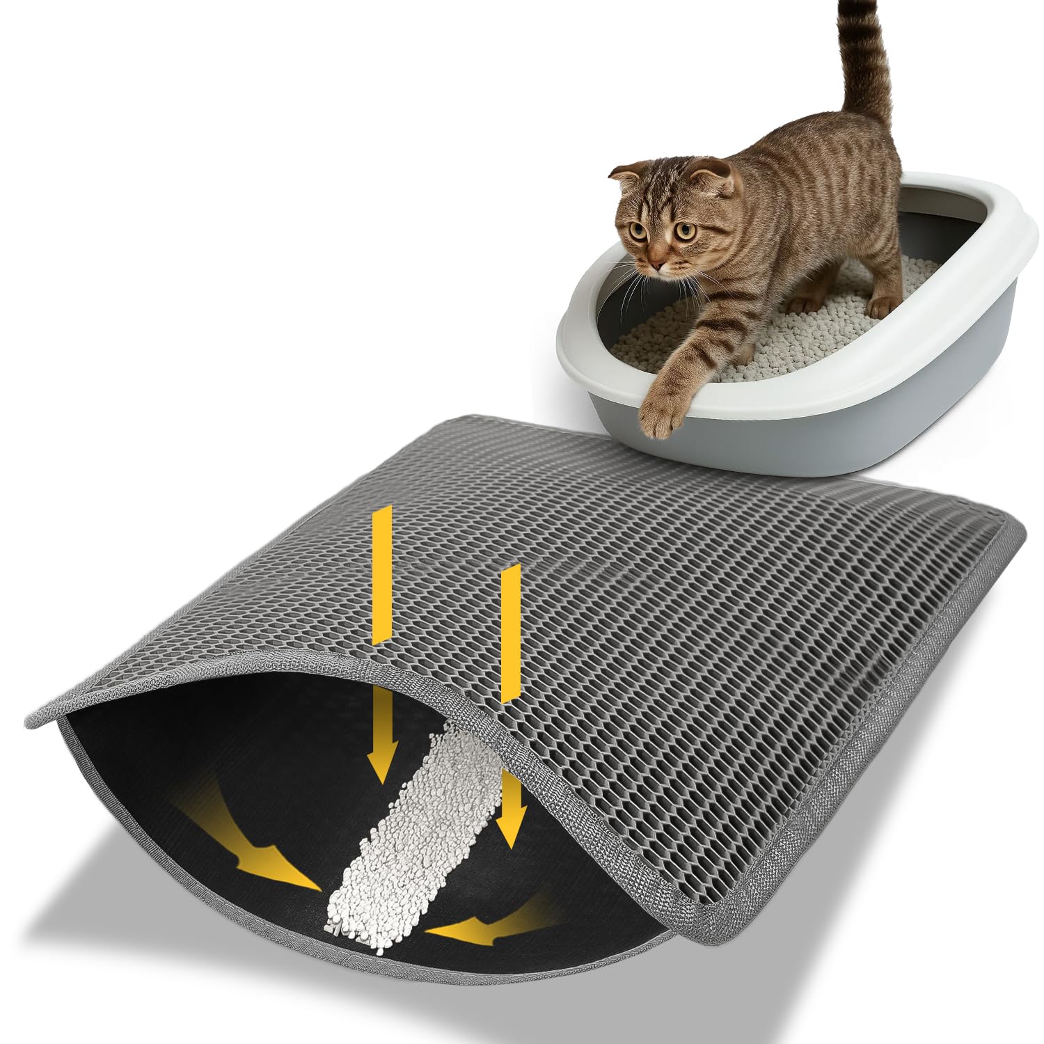 Conlun Cat Litter Trapping Mat for Small Spaces, 23.6"x14.6" Space ...