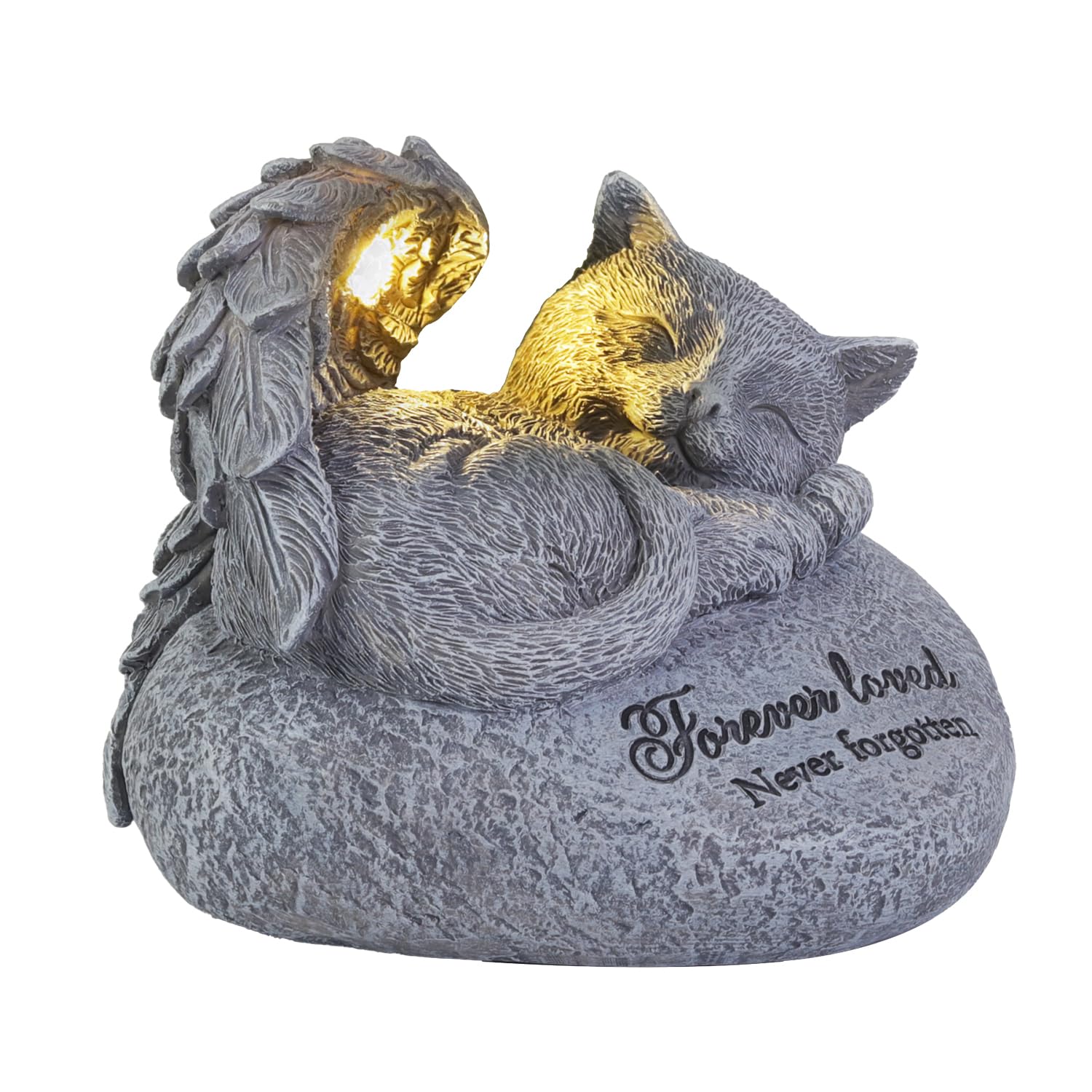LGEYHAN Cat Angel Memorial Garden Statue, Pet Memorial Stone with Solar ...