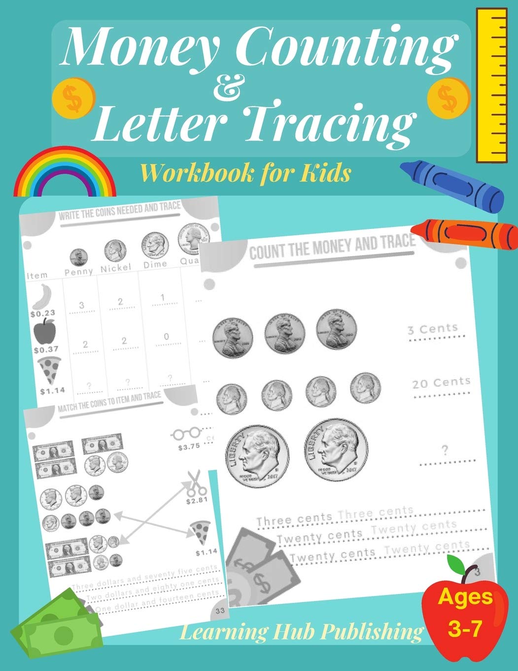 Mua Money counting and Letter Tracing Workbook for Kids: Coin Counting ...