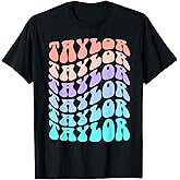 Amazon.com: Girl Retro TAYLOR First Name Personalized Groovy Birthday T ...