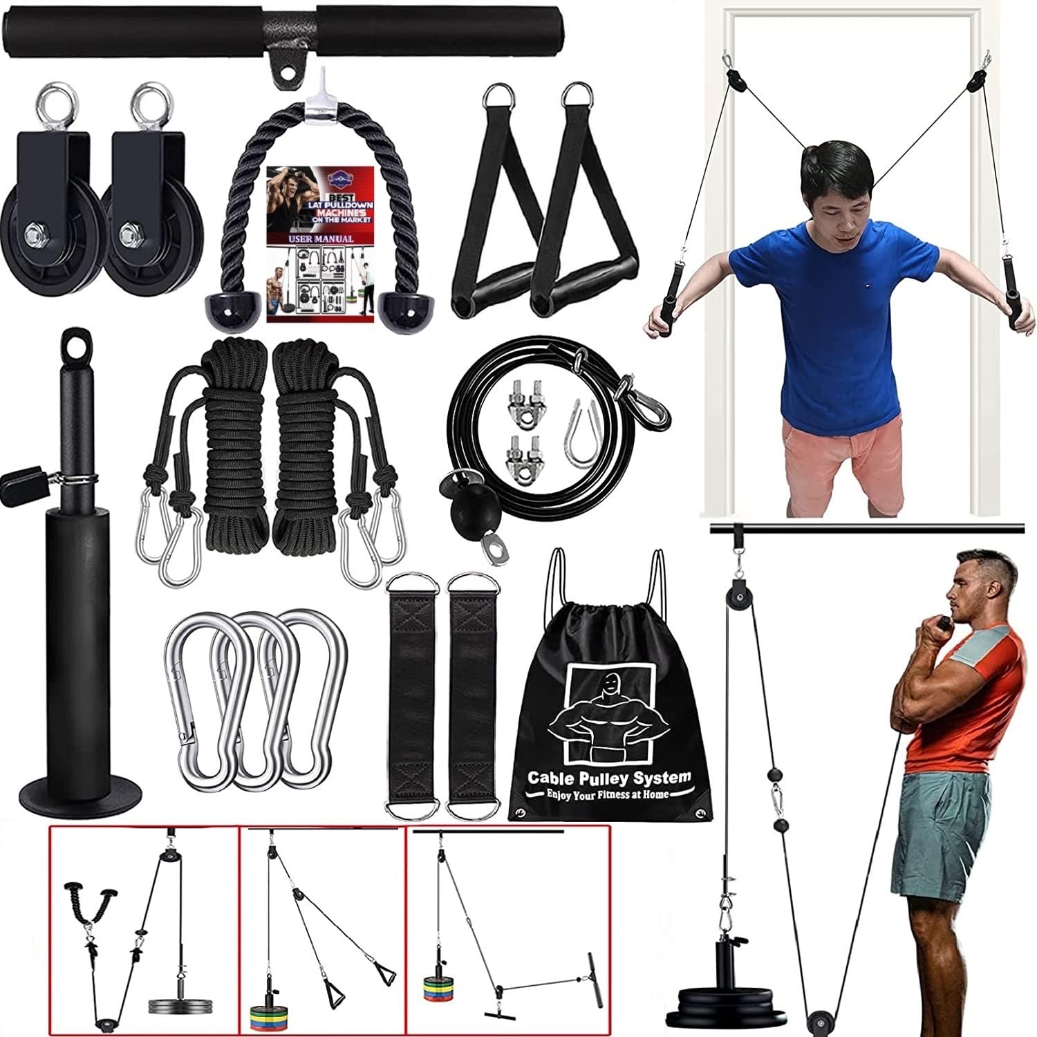 Mua Fitness LAT Pull Down and Lift Pulley System with Cable DIY Pulley ...
