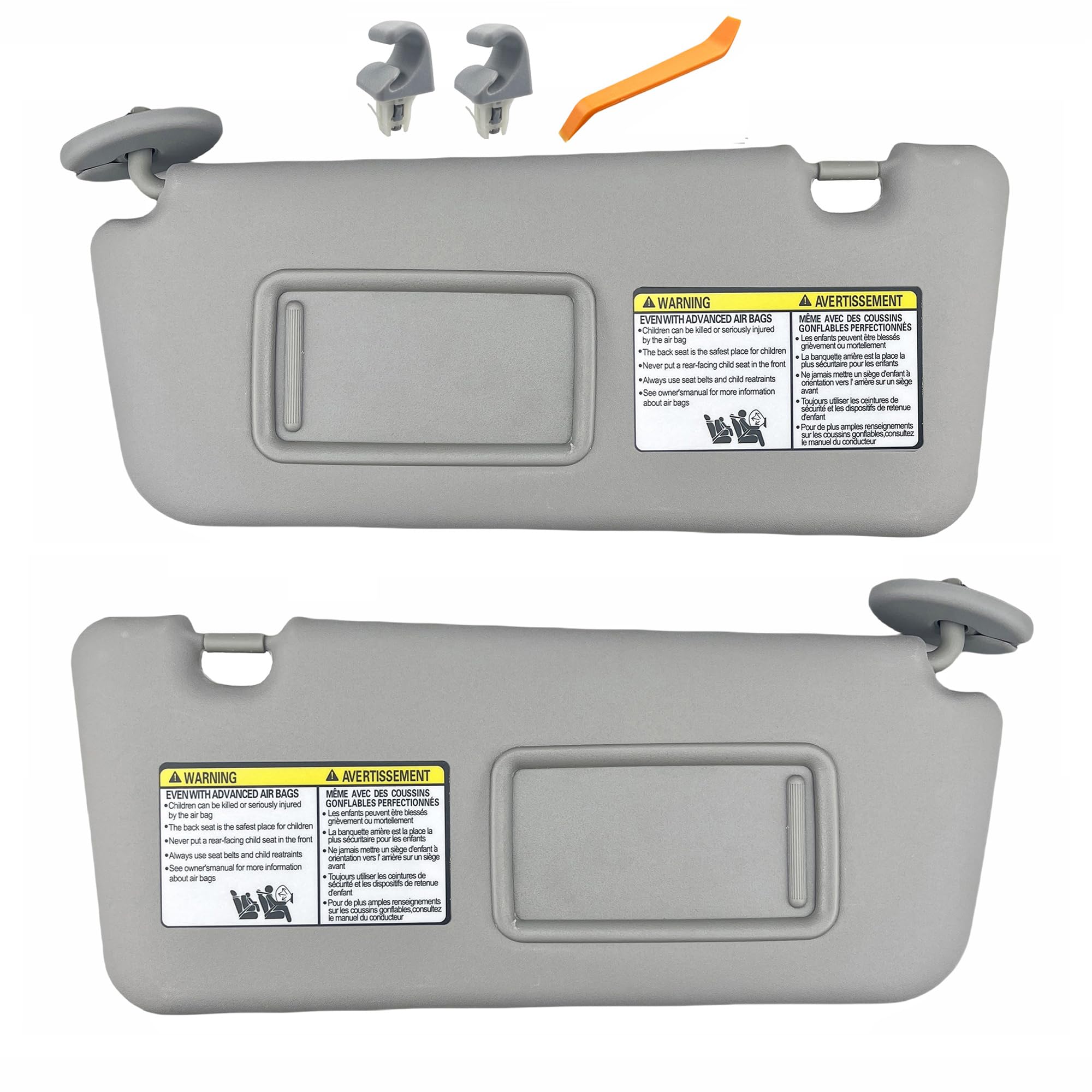 Pair of Left and Right Gray Sun Visors with Retainers for Toyota RAV4 ...