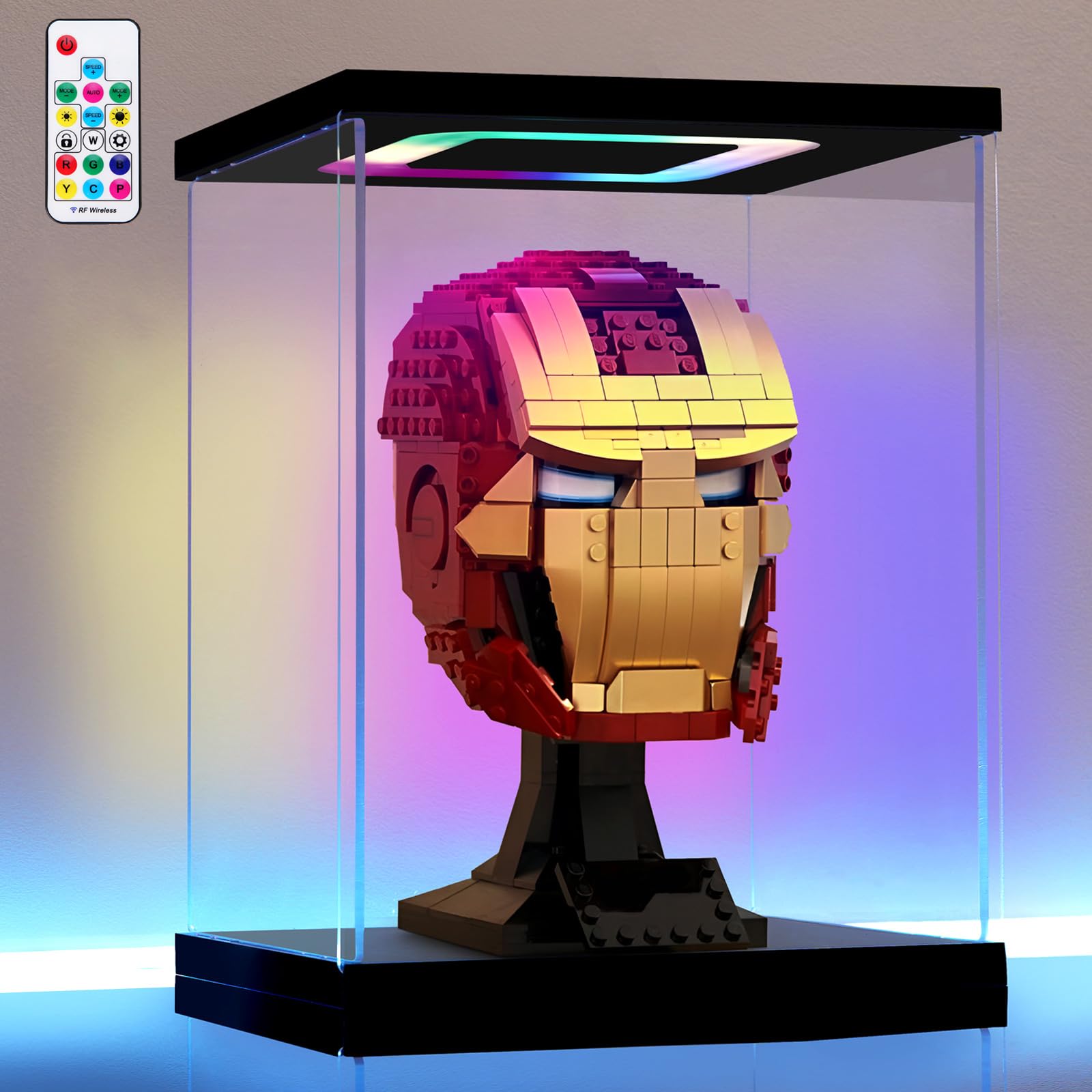 AZEYN Clear Acrylic Display Case with Light for Lego Helmet, Multiple ...