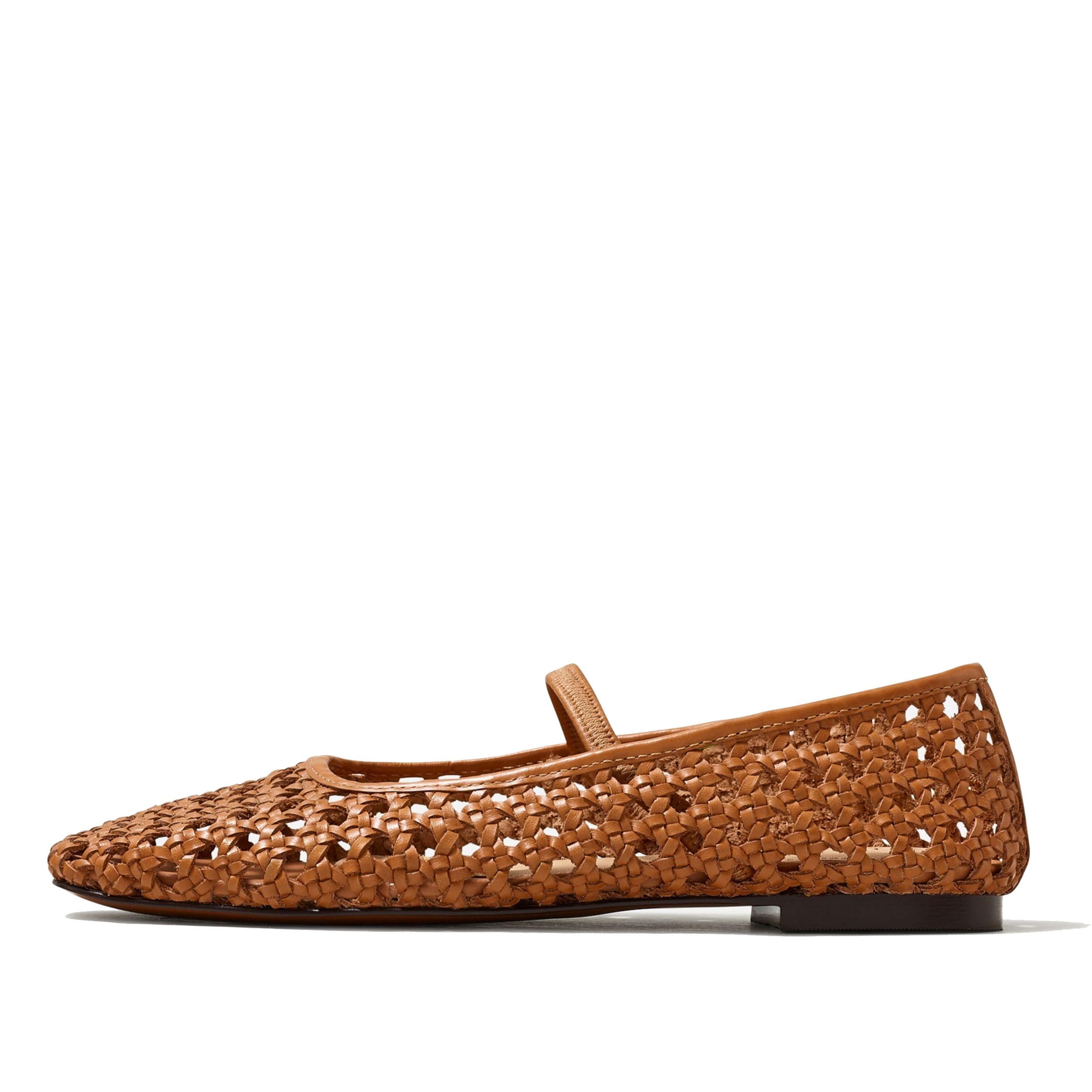 IBDPOSH Brown Woven Mesh Ballet Flats Shoes for Women with Strap ...