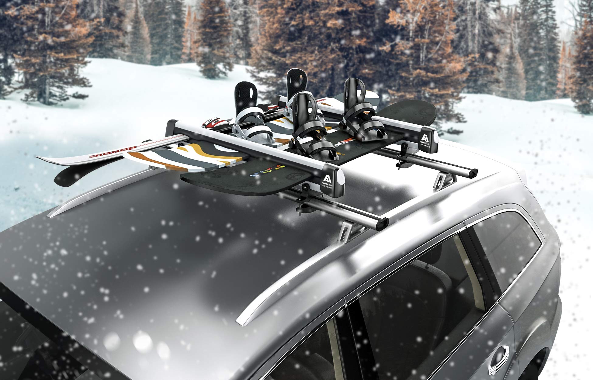 AA Products 33'' Aluminum Universal Ski Roof Rack Fits 6 Pairs Skis or ...