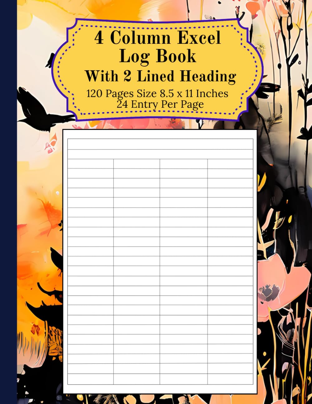 Mua 4 Column Excel Log Book With Two Lined Heading: Beatifull Butterfly ...