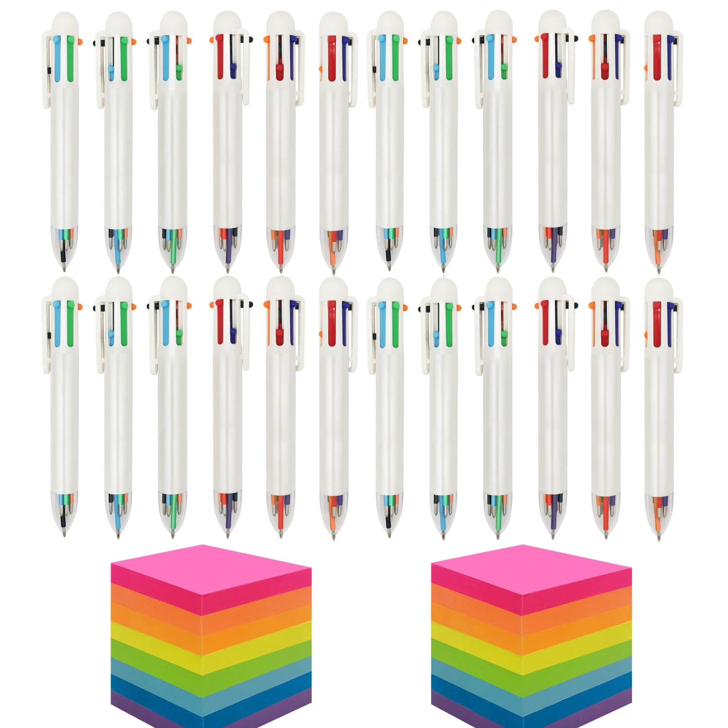 UEXINGOO 24 Pack Multiclolor Ballpoint Pen with (16 Pack Sticker Notes ...