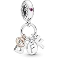 Amazon.com: PANDORA Best Friends Forever Dangle PANDORA Rose Charm ...