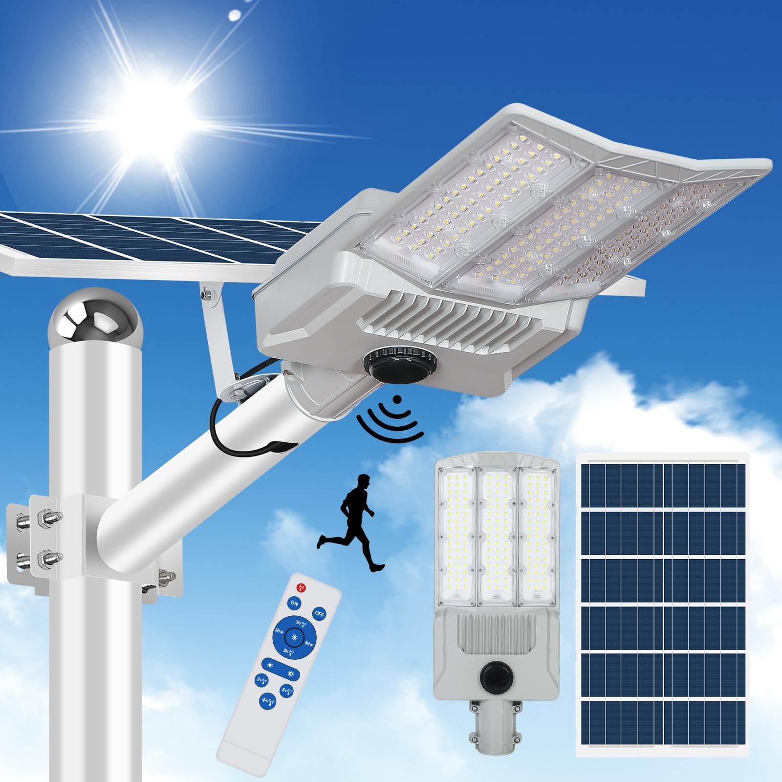 Mua 2000W Solar Street Light，200000LM 6500K Solar Street Lights Outdoor, Dusk to Dawn Solar ...
