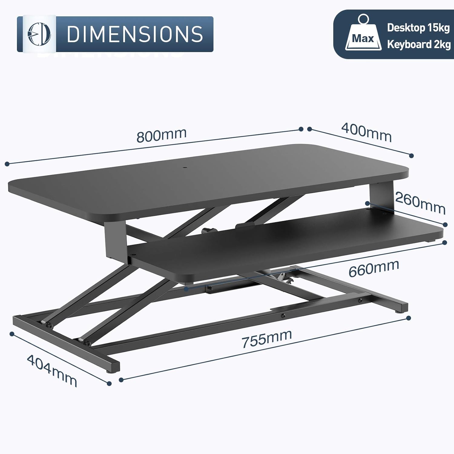 WORLDLIFT Standing Desk Converter – 32″ Height Adjustable Ergonomic Sit ...